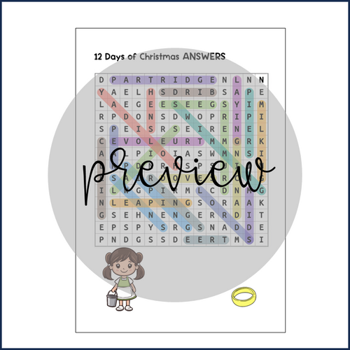 Christmas Word Search Puzzle | 12 Days of Christmas Activity ...