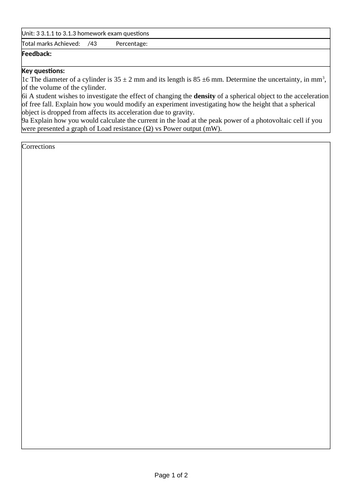 AQA A-Level physics 3.1 Measurements and errors | Teaching Resources