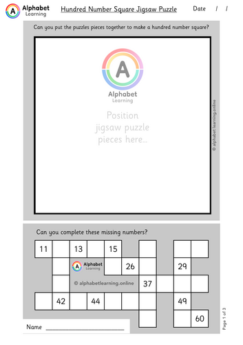 100 Number Square Jigsaw Puzzle Activity | Teaching Resources