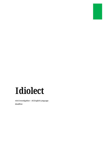 OCR English Language - Mini Investigation: IDIOLECT STUDY | Teaching ...