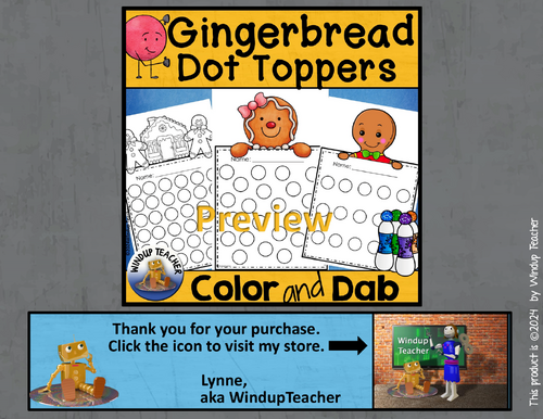 Gingerbread Man Do-A-Dot Marker Dot Dauber Activity and/or Sticker ...