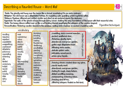 Creative Writing: Haunted House Word Mat - KS3 & KS4 | Teaching Resources