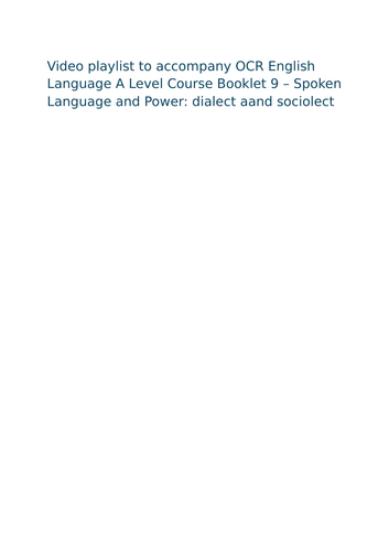 OCR A Level English Language Year 1 - Course Booklet 9 - Speech & power ...