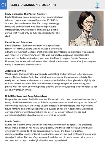 Emily Dickinson Biography | Teaching Resources