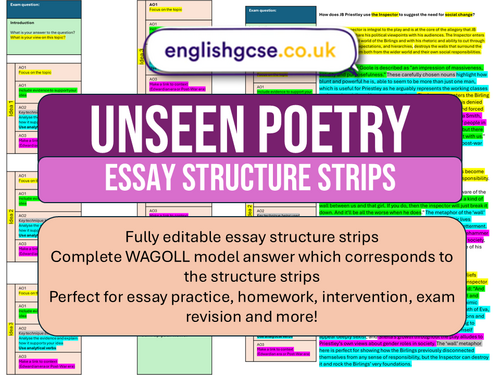 Unseen Poetry Structure Strips | Teaching Resources