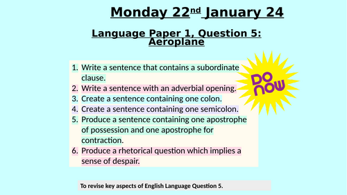 AQA Paper 1 Question 5 | Teaching Resources