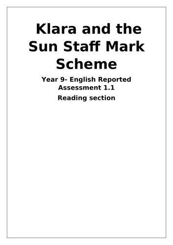 Klara and the Sun - Full Scheme of Work | Teaching Resources