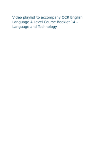 OCR A Level English Language Year 1 - Course Booklet 14: Language and ...