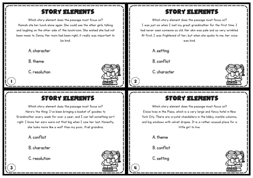 Story Elements Task Cards Review Activities | Teaching Resources