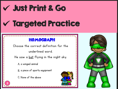 Homograph Task Cards Review Activities | Teaching Resources