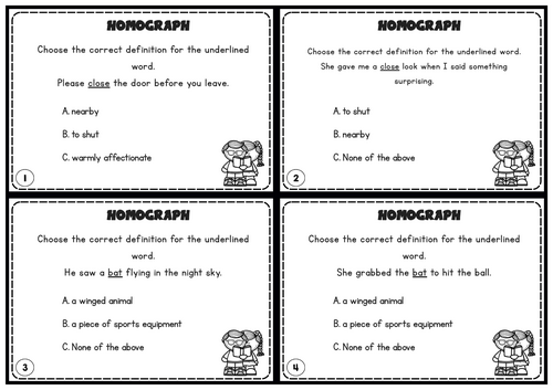 Homograph Task Cards Review Activities | Teaching Resources
