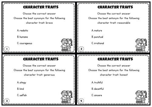 Character Traits Task Cards Review | Teaching Resources