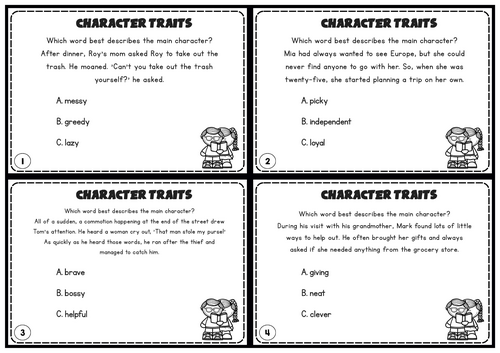 Character Traits Task Cards Review | Teaching Resources
