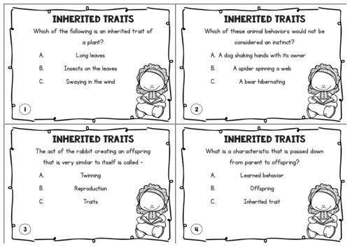 Inherited Traits Task Cards Genetics And Heredity Practice | Teaching ...