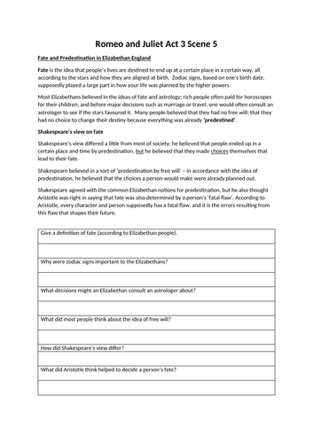 English Literature Romeo and Juliet Patriarchy Act 3 S5 Language ...