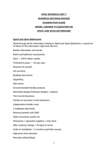 EDEXCEL BTEC Business Level 3 Unit 7 Business Decision Making ANSWER ... EDEXCEL BTEC Business Level 3 Unit 7 Business Decision Making ANSWER ...