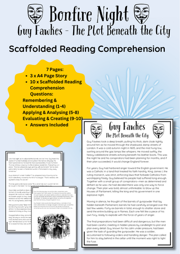 Guy Fawkes Fiction English Reading Comprehension Bonfire Night ...