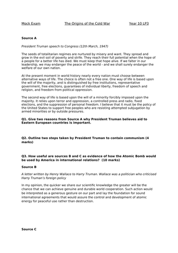 GCSE History - The cold war - including the 3 crisis. 12 lessons ...