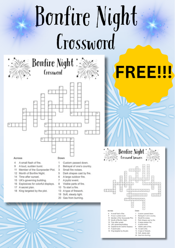 FREE Bonfire Night Crossword | Teaching Resources
