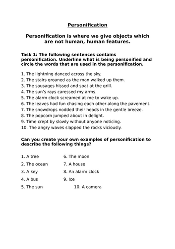 Personification | Teaching Resources