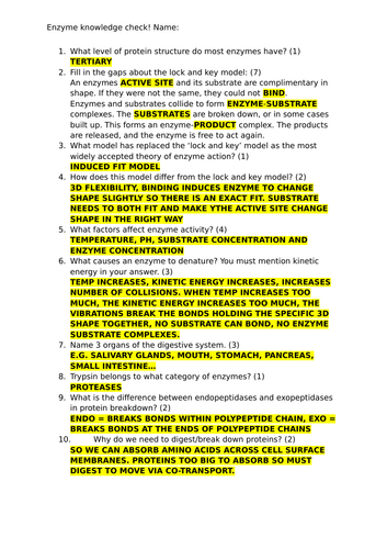 T Level Health - Enzymes | Teaching Resources