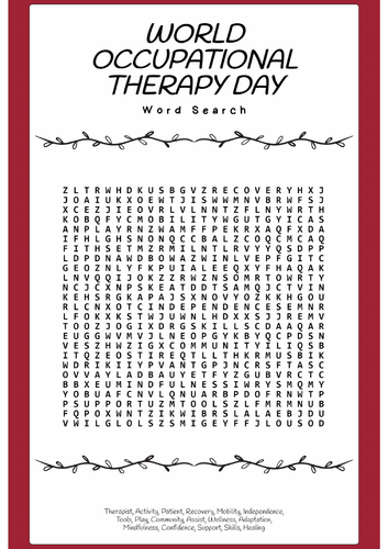 World Occupational Therapy Day word search puzzle worksheet Activity ...
