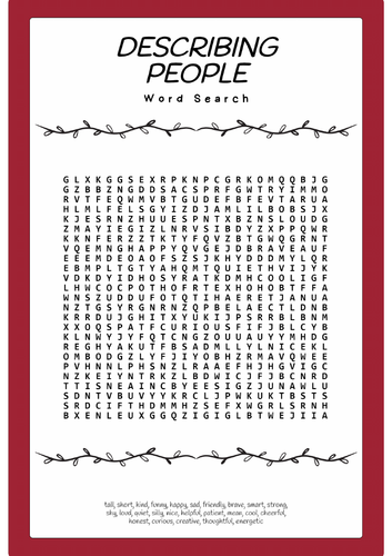 Describing people word search puzzle worksheet Activity | Teaching ...