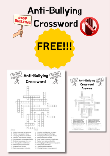 FREE Anti-Bullying Crossword | Teaching Resources