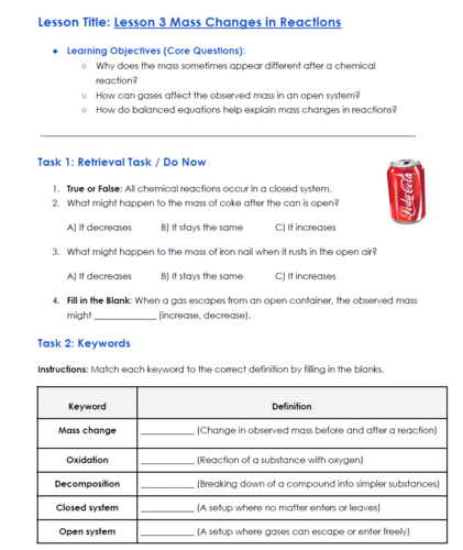 GCSE_C3 Quantitative Chemistry_Lesson 3 Mass Changes in Reactions ...