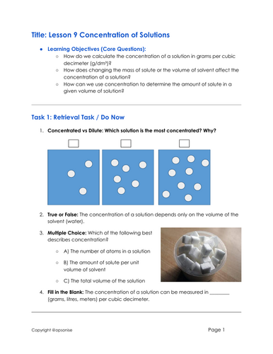 GCSE_C3 Quantitative Chemistry_Lesson 9 Concentration of solutions ...