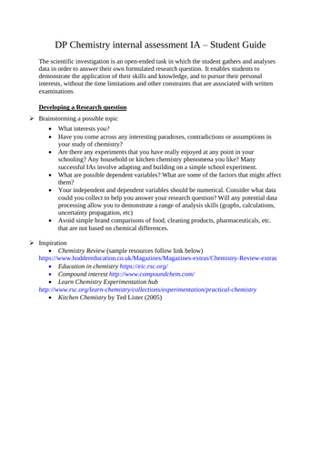 Teacher - student guide for writing an internal assessment | Teaching ...