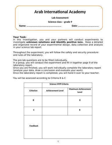 Lab - Identifying ions | Teaching Resources