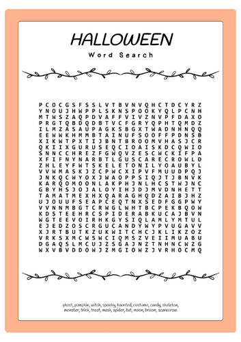 Halloween word search puzzle worksheet Activity | Teaching Resources