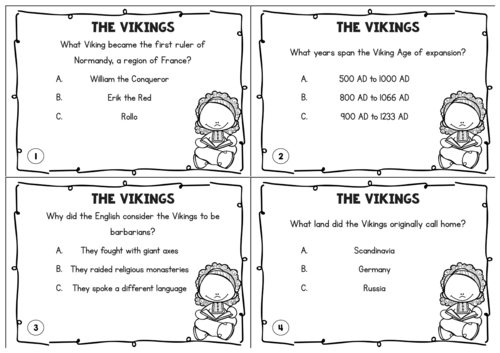 The Vikings Task Cards Ancient Civilizations Fun Activities | Teaching ...