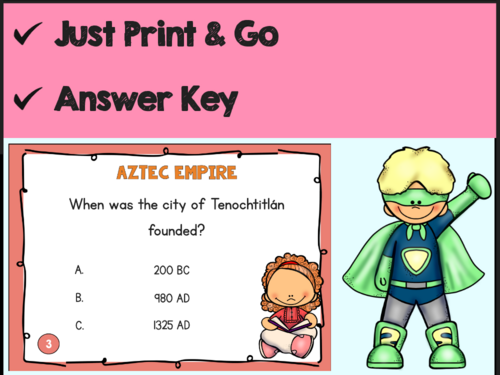 Aztec Empire Task Cards Ancient Civilizations Practice | Teaching Resources