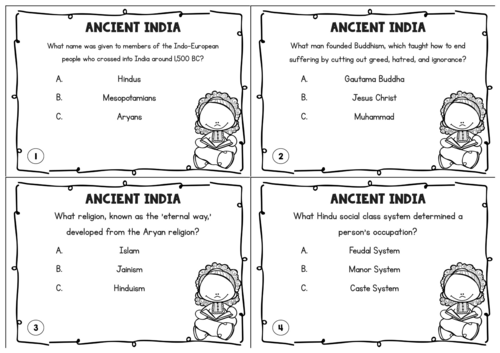 Ancient India Task Cards Ancient Civilizations Review | Teaching Resources