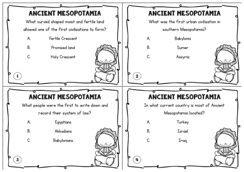 Ancient Mesopotamia Task Cards Ancient Civilizations Review | Teaching ...