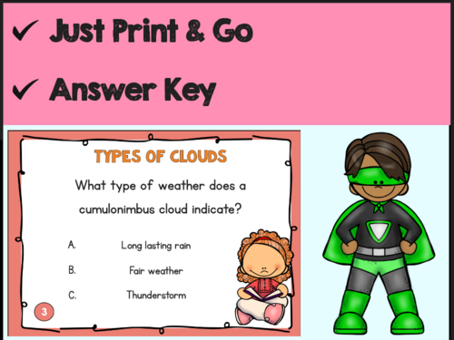 Types Of Clouds Task Cards Weather Review Activities | Teaching Resources