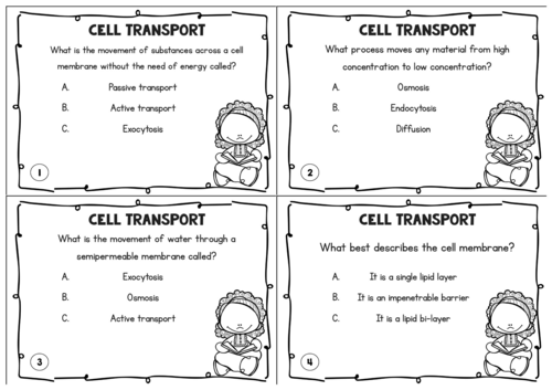 Cell Transport Task Cards Diffusion And Osmosis Practice | Teaching ...
