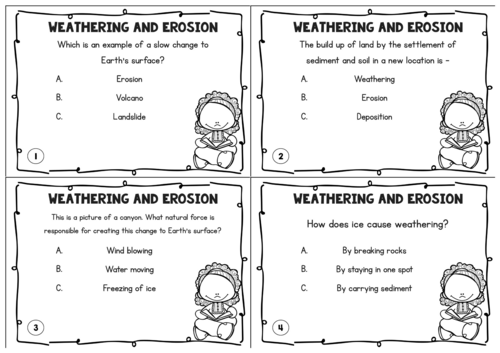 Weathering And Erosion Task Cards Deposition Practice | Teaching Resources