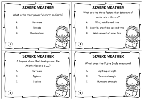 Severe Weather Task Cards Review | Teaching Resources