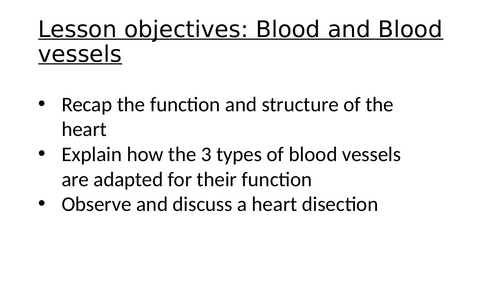 AQA GCSE Combined - Biology - Blood vessels | Teaching Resources