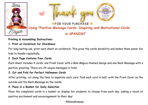 Positive Message Cards in Spanish: Inspiring and Motivational Cards ...