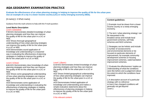 GCSE Geography – Urban issues and challenges -8 - LIC - Urban planning ...