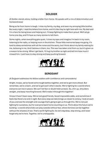 World War monologues for kids | Teaching Resources