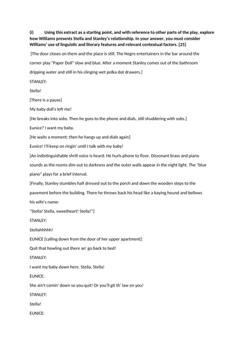 IGCSE A Streetcar Named Desire | Teaching Resources