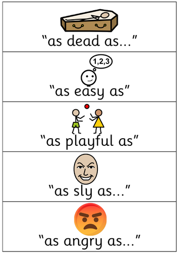 Simile Flashcards: Quiz-Quiz-Trade Activity | Teaching Resources