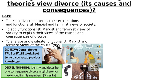 AQA GCSE Sociology: Family - Theories of divorce | Teaching Resources