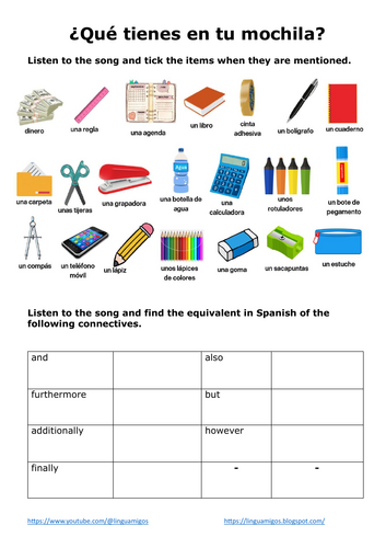 ¿Qué tienes en tu mochila? | Teaching Resources