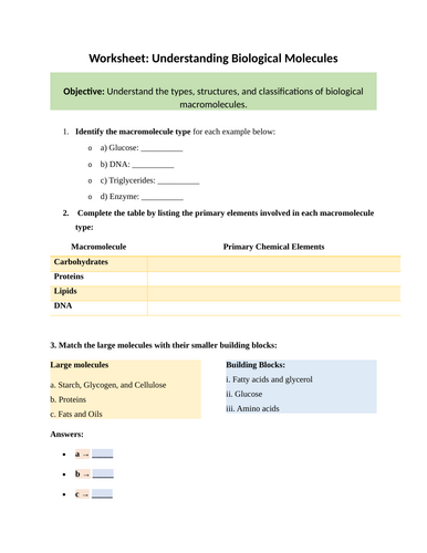 Biological Molecules PowerPoint Presentation for IGCSE/GCSE Biology ...